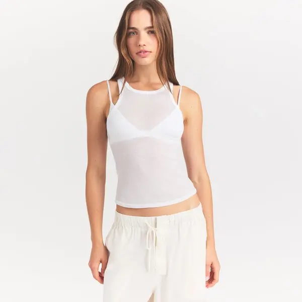 SKIMS Sheer Rib Tank Top - Snow