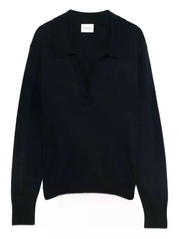 Closed Long-sleeve Polo Top