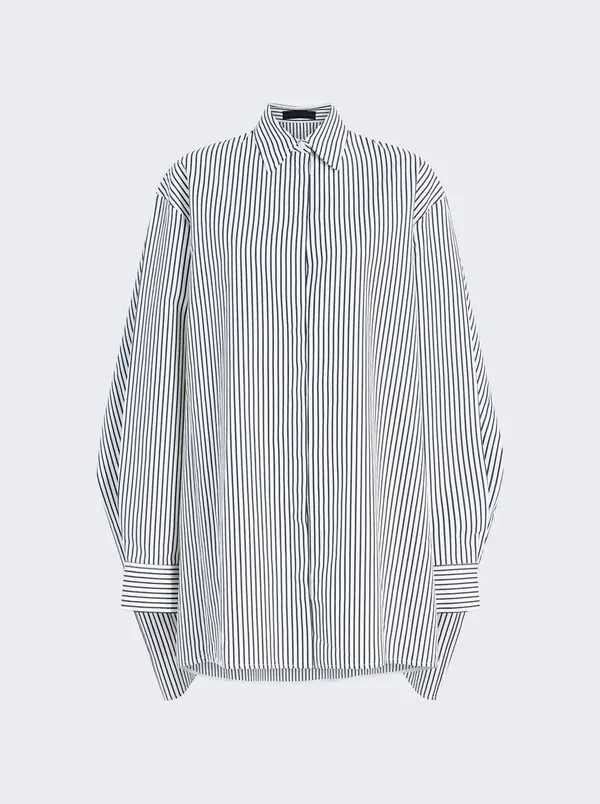 Proenza Schouler Isla Striped Cotton Silk Poplin Shirt Dress - Blue