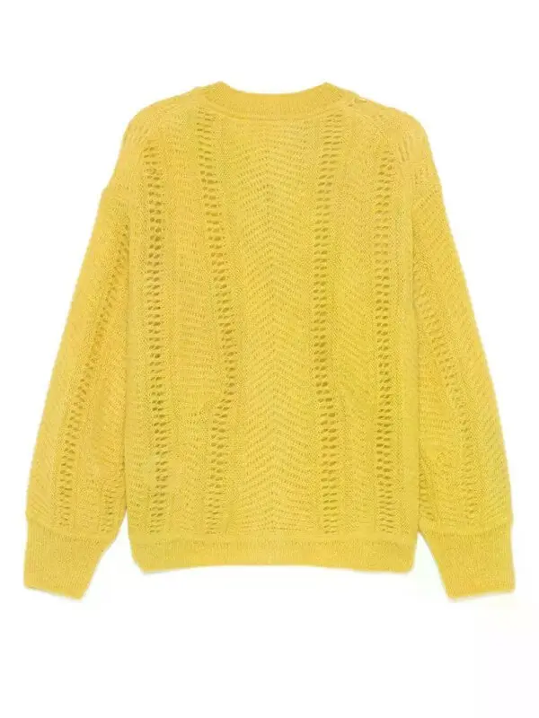 Closed Cable-knit Cardigan - Yellow