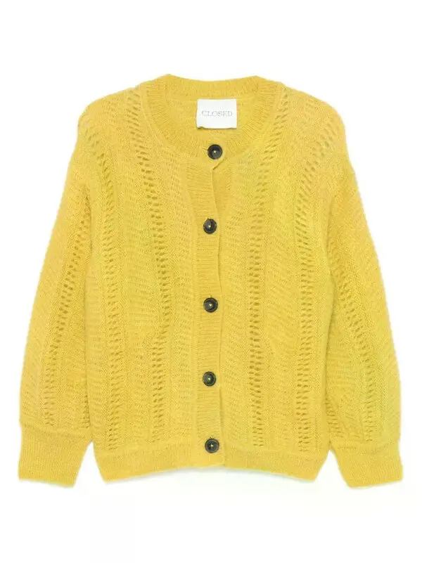 Closed Cable-knit Cardigan - Yellow