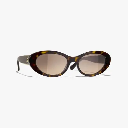 Chanel Oval Sunglasses - Dark Tortoise