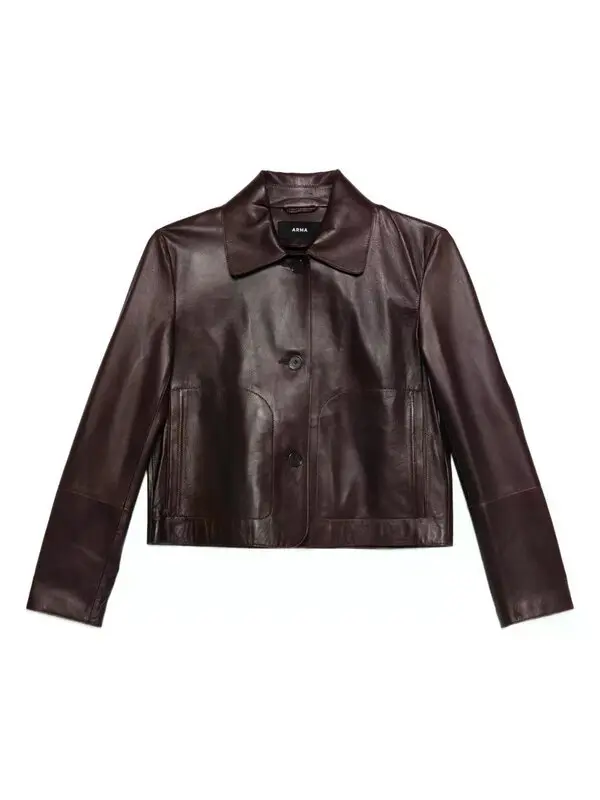ARMA Button-fastening Lambskin Leather Jacket - Brown