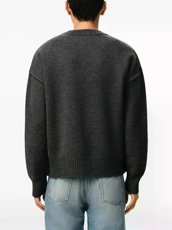 AMI Paris De Coeur Crew Neck Wool Sweater - Grey