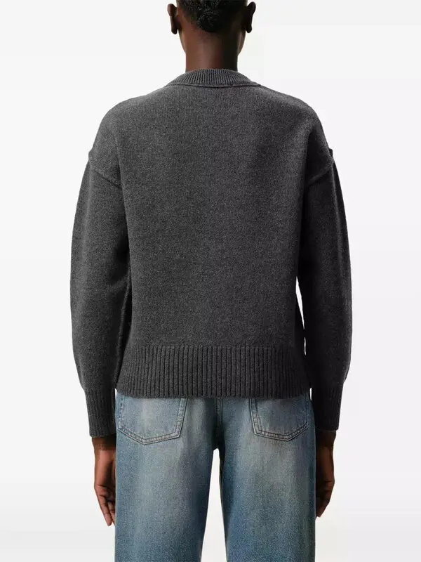 AMI Paris De Coeur Crew Neck Wool Sweater - Grey