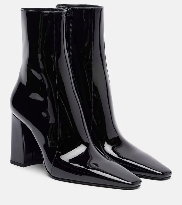 Saint Laurent Rainer 90 Patent Leather Ankle Boots - Black
