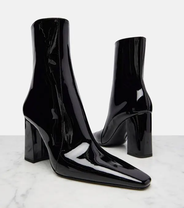 Saint Laurent Rainer 90 Patent Leather Ankle Boots