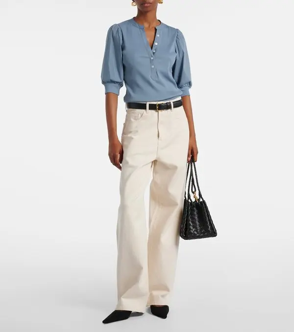 Veronica Beard Coralee Cotton-blend Blouse - Blue