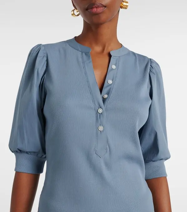 Veronica Beard Coralee Cotton-blend Blouse - Blue