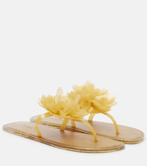 Farm Rio Floral-appliqué Thong Sandals - Yellow