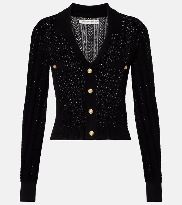Alessandra Rich Pointelle Cotton And Cashmere Cardigan