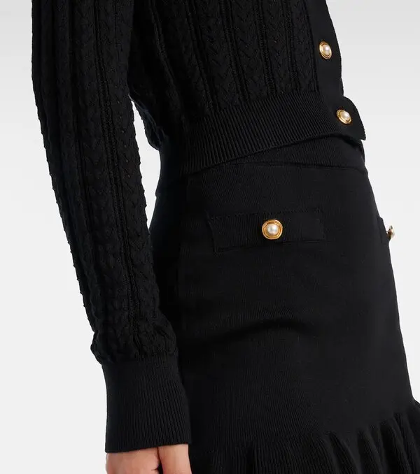 Alessandra Rich Pointelle Cotton And Cashmere Cardigan