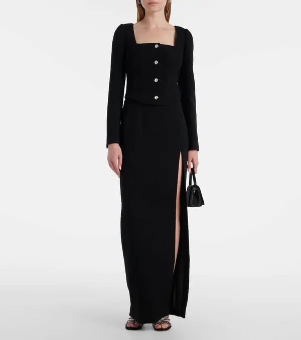 Alessandra Rich Wool-blend Twill Bouclé Maxi Skirt