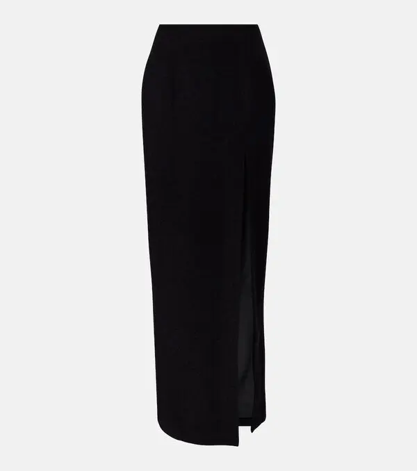 Alessandra Rich Wool-blend Twill Bouclé Maxi Skirt - Black
