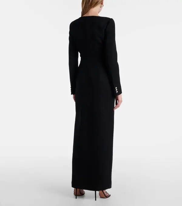 Alessandra Rich Wool-blend Twill Bouclé Maxi Skirt - Black