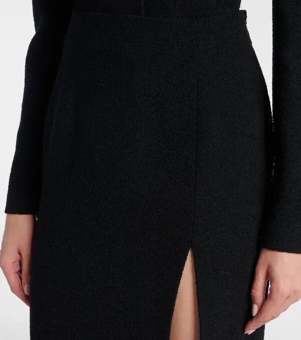 Alessandra Rich Wool-blend Twill Bouclé Maxi Skirt - Black