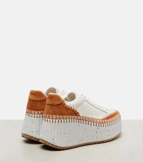 Chloé Leather Platform Sneakers - White
