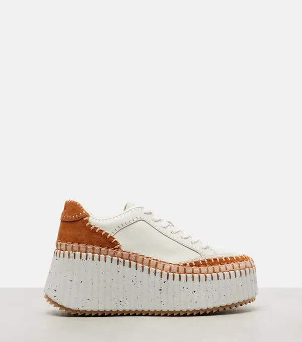Chloé Leather Platform Sneakers - White
