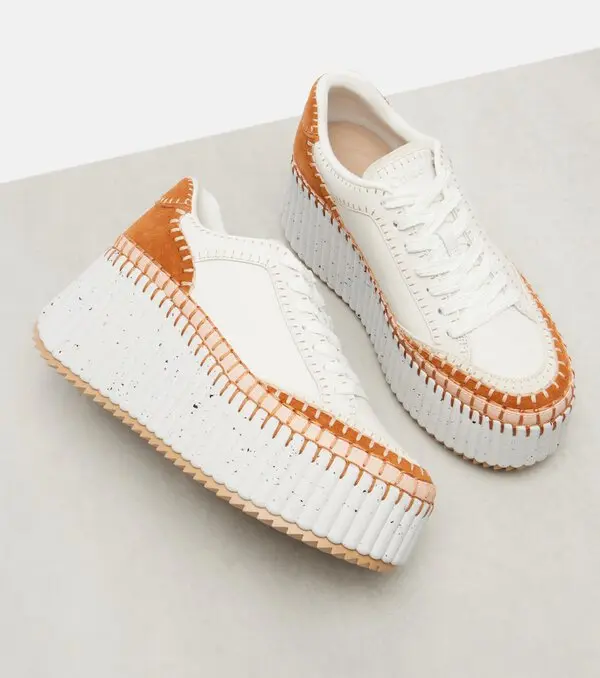 Chloé Leather Platform Sneakers - White