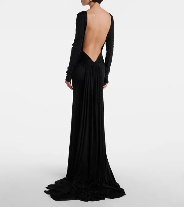David Koma Gathered Jersey Gown - Black