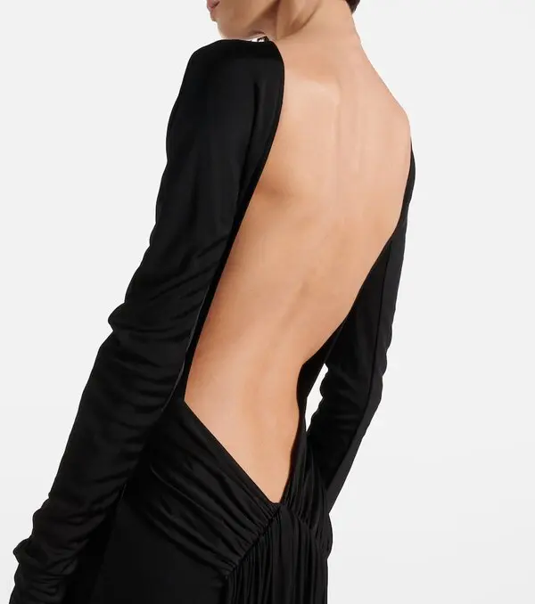 David Koma Gathered Jersey Gown - Black