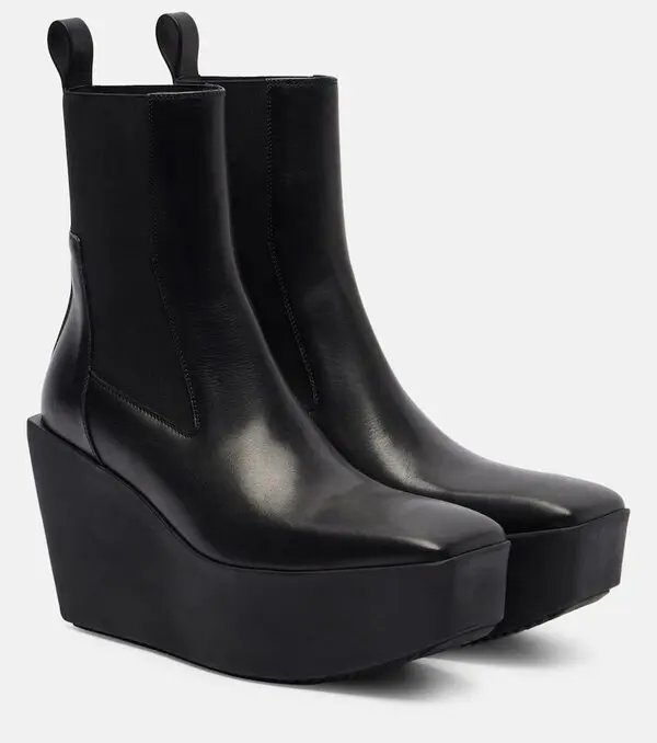 Rick Owens Beatle Leather Platform Ankle Boots