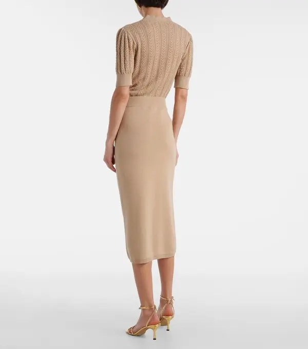 Alessandra Rich Cotton And Cashmere Pencil Skirt