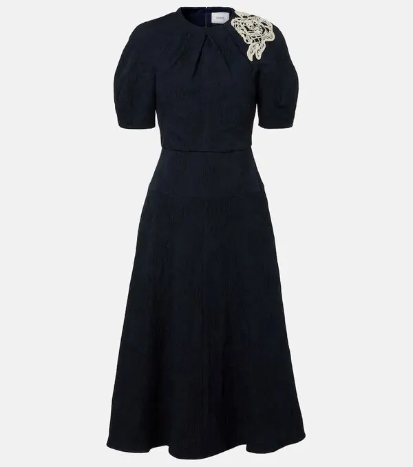Erdem Floral Cotton-blend Jacquard Midi Dress - Blue