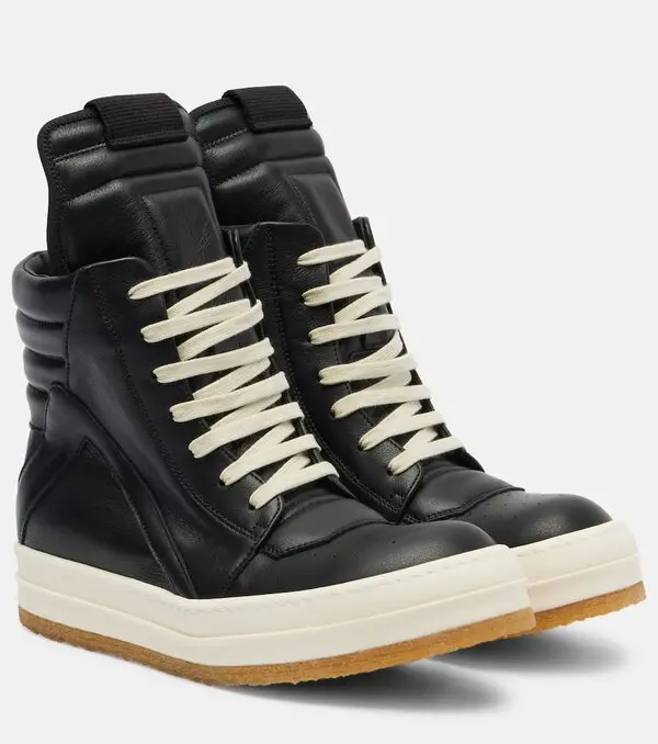 Rick Owens Geobasket Leather Sneakers - Black