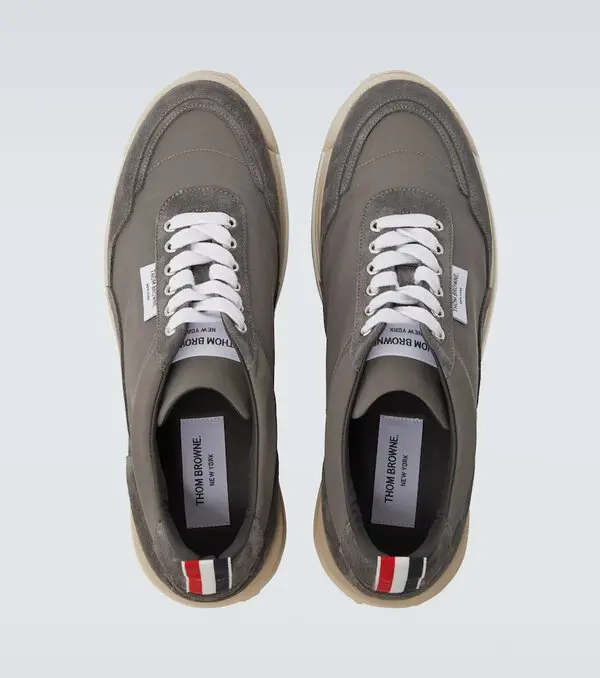 Thom Browne Suede-trimmed Leather And Fabric Sneakers