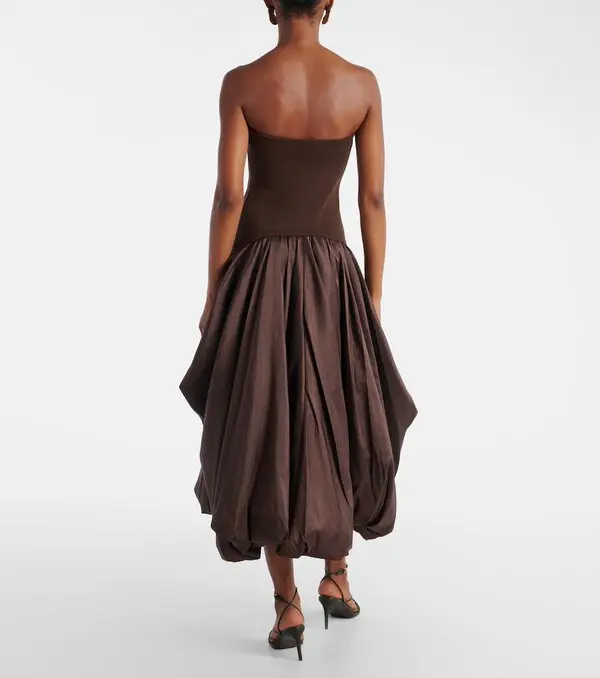 Simkhai Izzy Taffeta Midi Dress - Brown