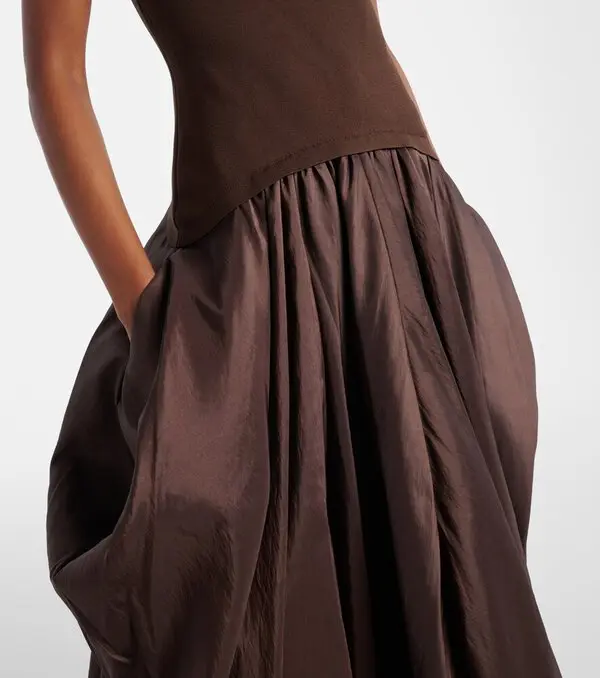 Simkhai Izzy Taffeta Midi Dress - Brown
