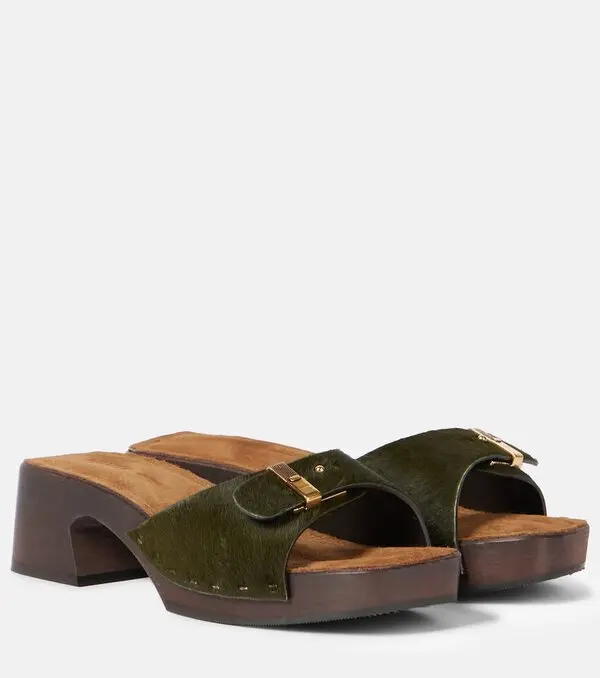 Khaite Britt 25 Calf Hair Clogs - Green