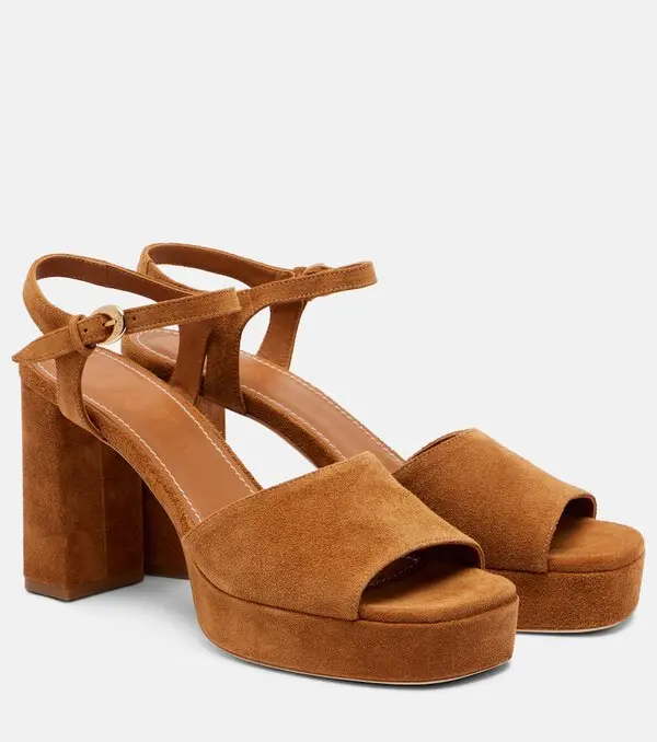 Staud Jodie 105 Suede Platform Sandals - Brown
