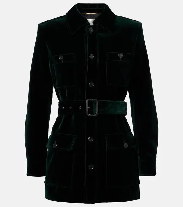 Saint Laurent Saharienne Cotton Velvet Jacket - Green