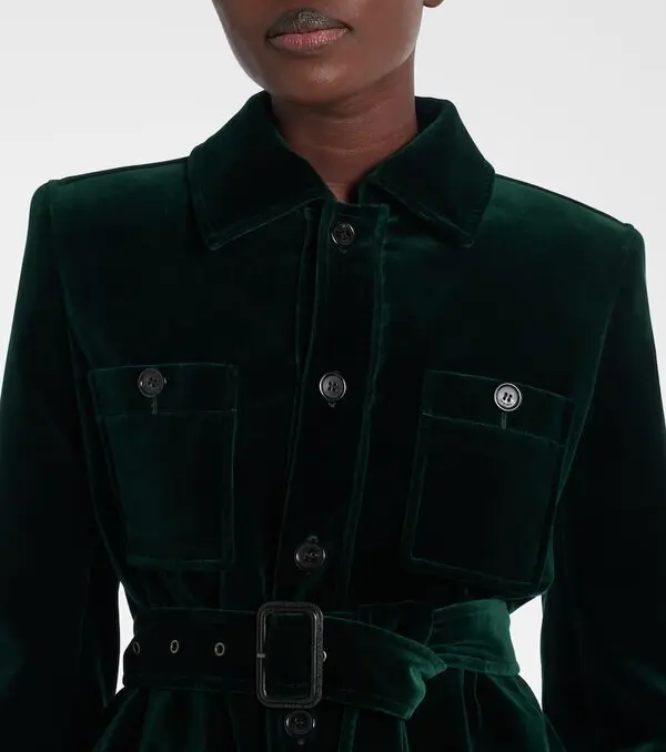 Saint Laurent Saharienne Cotton Velvet Jacket - Green