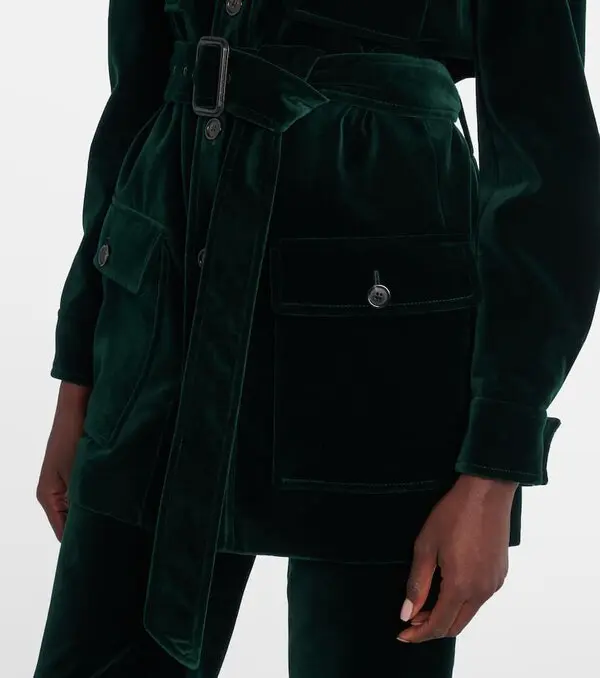 Saint Laurent Saharienne Cotton Velvet Jacket - Green