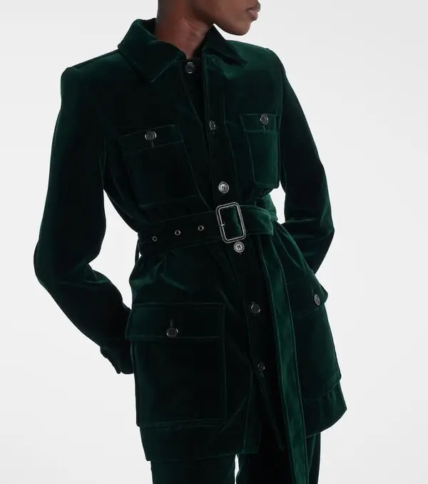 Saint Laurent Saharienne Cotton Velvet Jacket - Green