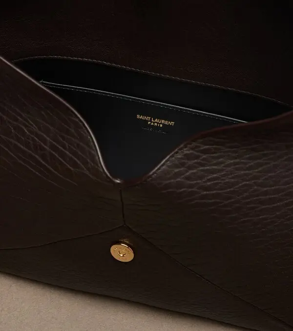 Saint Laurent Cassandre Leather Pouch - Brown