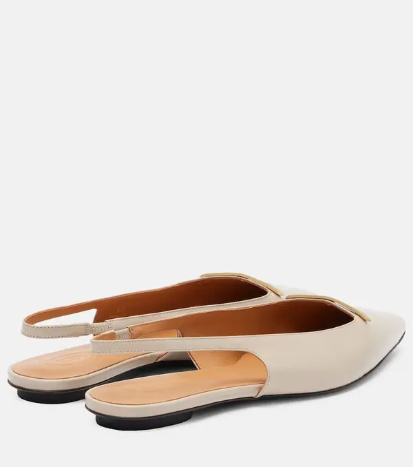 TOD'S Leather Slingback Flats - Beige