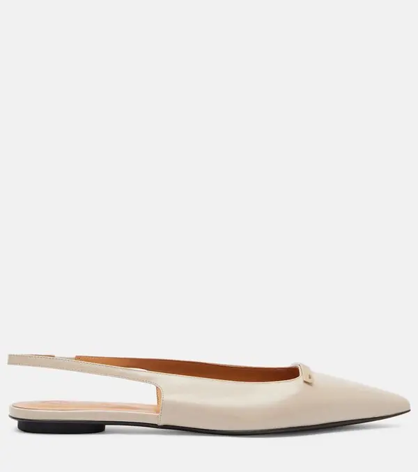 TOD'S Leather Slingback Flats - Beige