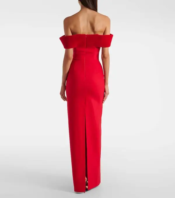David Koma Velvet-trimmed Wool-blend Gown