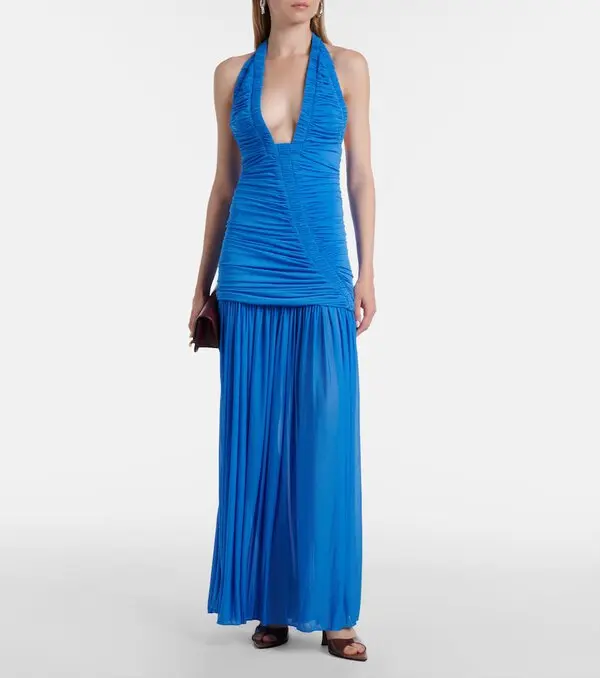 Christopher Esber Orion Gathered Ruched Gown - Blue