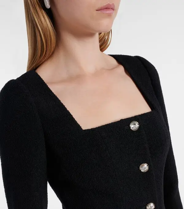 Alessandra Rich Wool-blend Bouclé Jacket - Black
