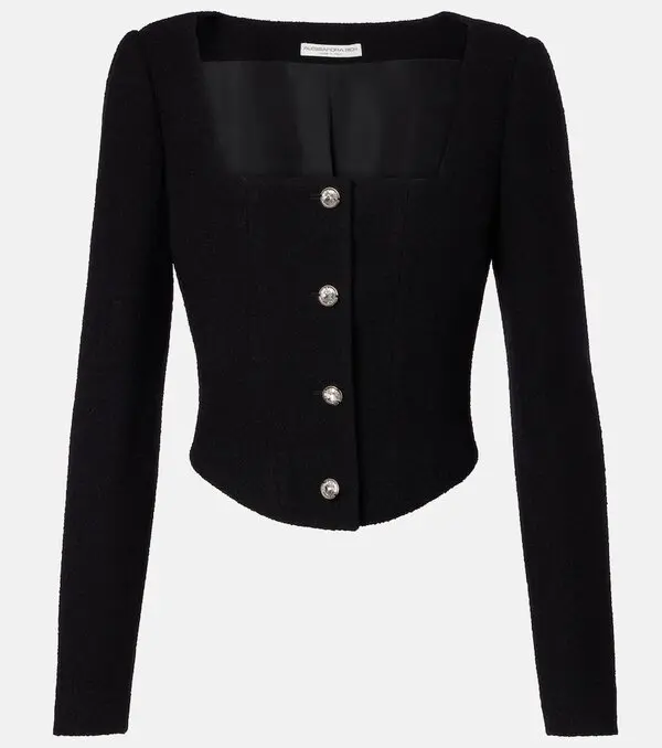 Alessandra Rich Wool-blend Twill Bouclé Jacket With Silver Hardware