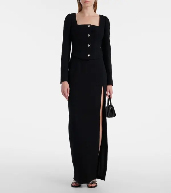 Alessandra Rich Wool-blend Twill Bouclé Jacket With Silver Hardware
