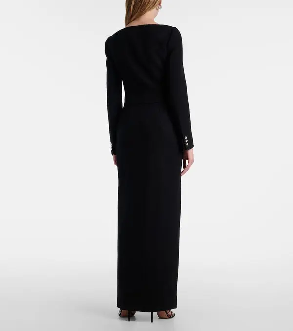 Alessandra Rich Wool-blend Twill Bouclé Jacket With Silver Hardware
