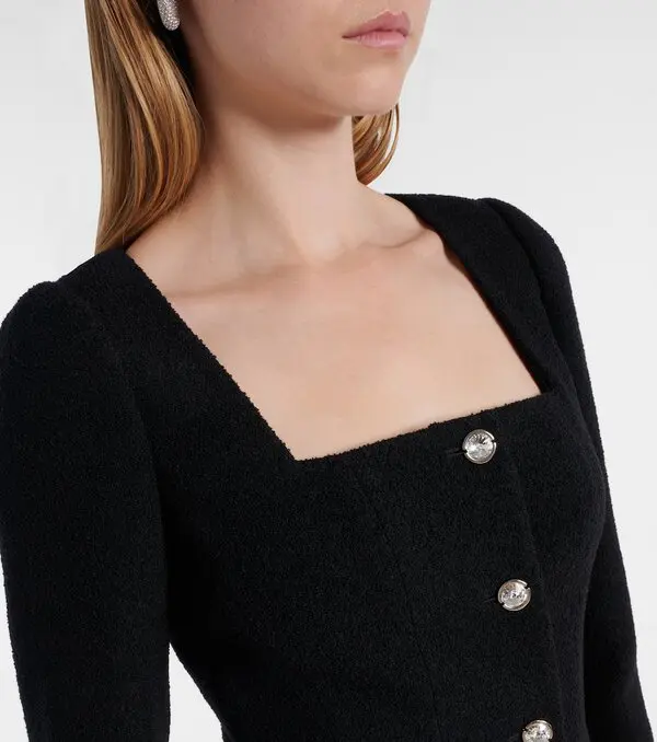 Alessandra Rich Wool-blend Twill Bouclé Jacket With Silver Hardware