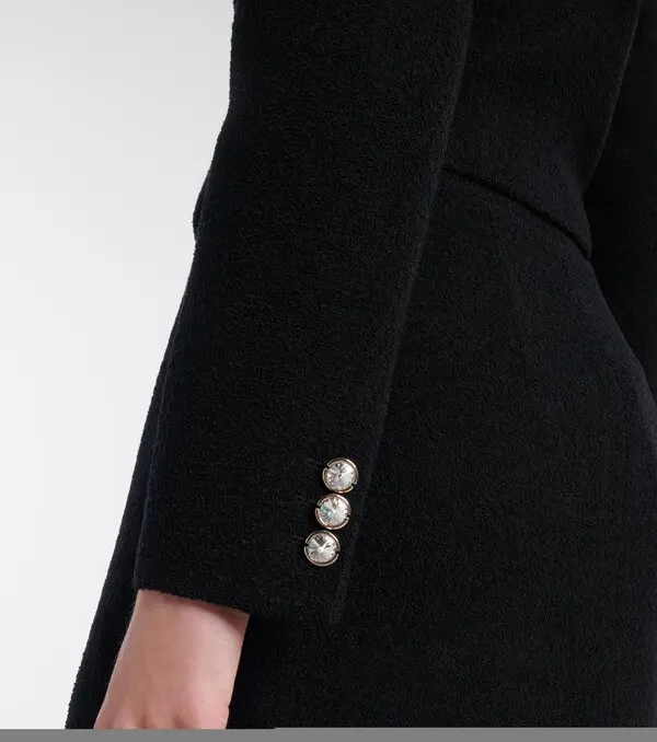 Alessandra Rich Wool-blend Twill Bouclé Jacket With Silver Hardware