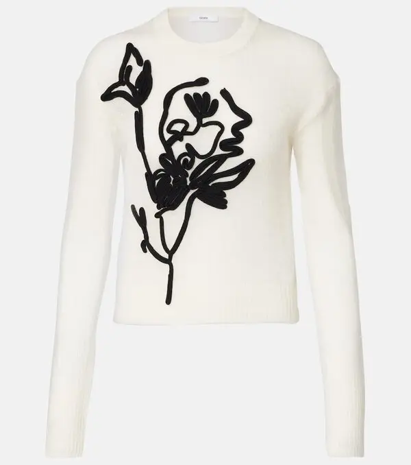 Erdem Embroidered Alpaca And Wool-blend Sweater - White